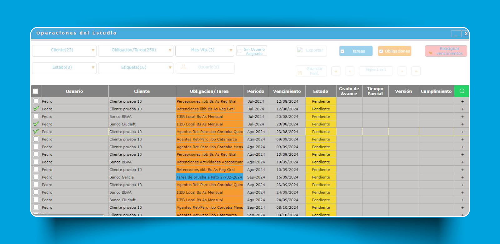 Reasignación de vencimientos específica para simplificar la gestión